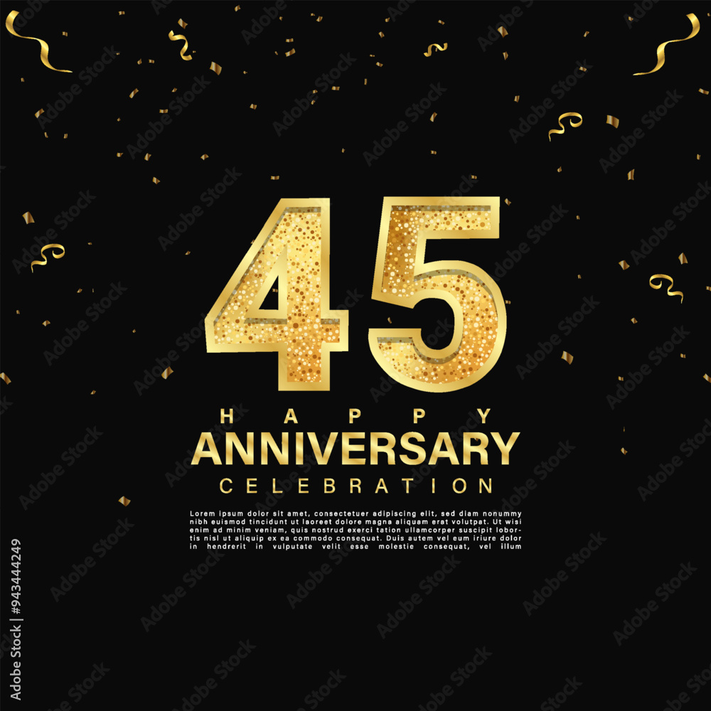 45th anniversary celebration emblem. Gold anniversary logo isolated on ...