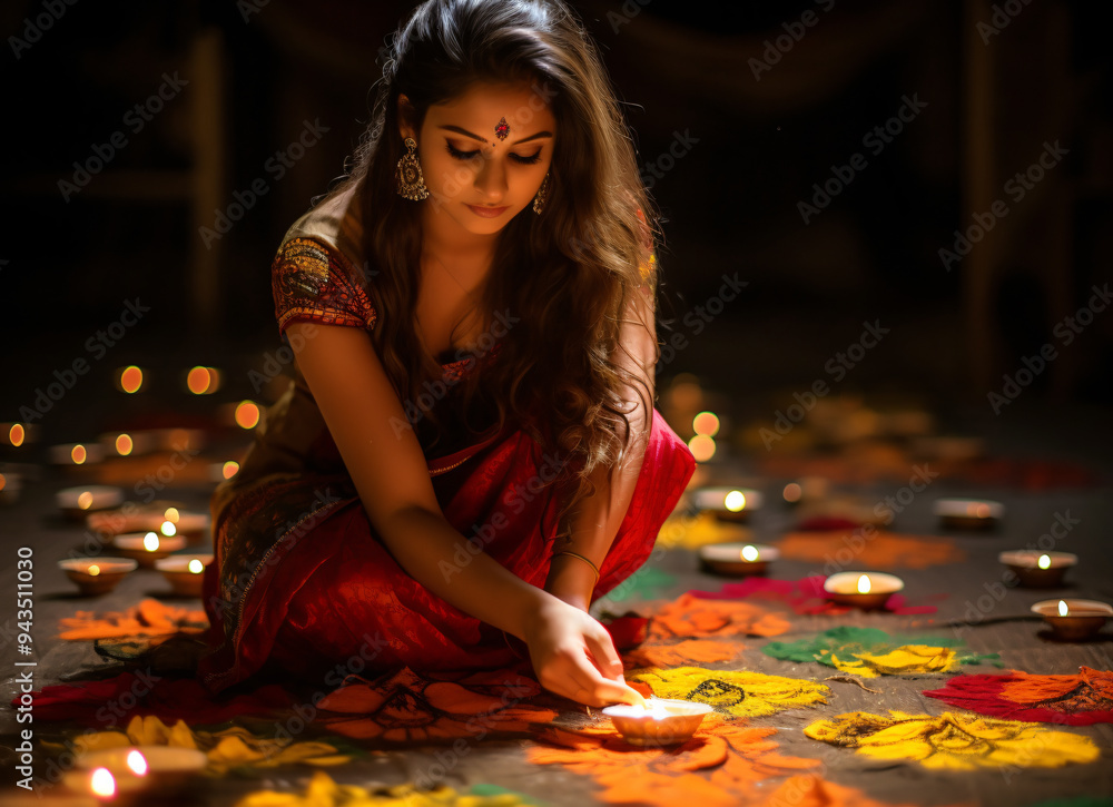 Foto de Stock Indian Diwali, Deepavali, a close-up portrait of an ...