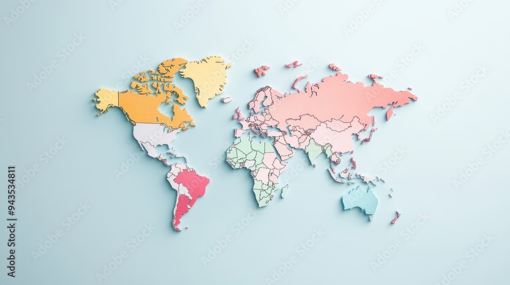 Political World Map with Country Borders and Capitals, A detailed ...