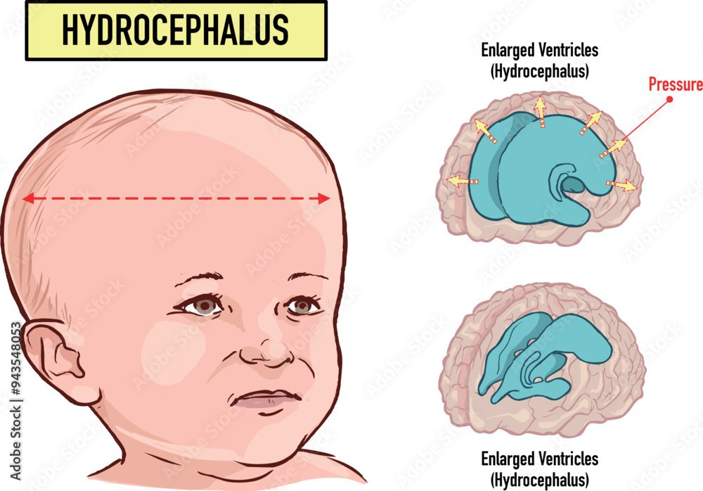 Hydrocephalus brain cerebrospinal fluid (CSF) drain head spina autism ...