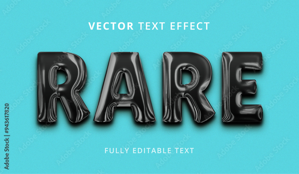 Rare obsidian stone text effect with smooth black texture as the main ...