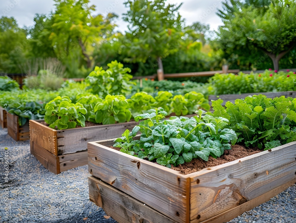 Thriving Community Garden with Diverse Vegetables and Plants Promoting ...