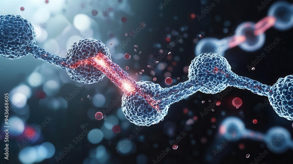A detailed illustration of chromosomes splitting and moving to opposite ...