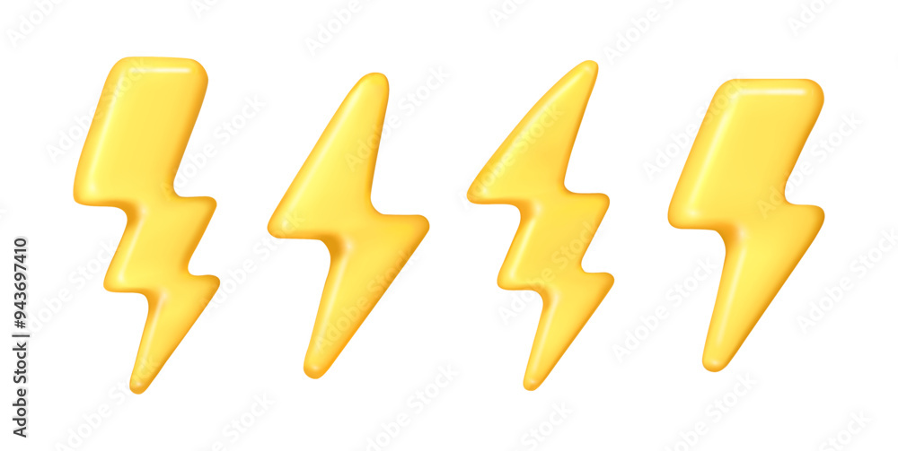 Electric discharge, yellow powerful thunderbolt, natural force. Vector ...