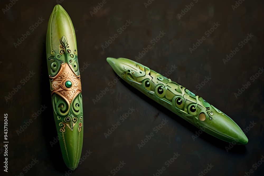 whimsical cucumber, transformed into a magical wand, with intricate ...