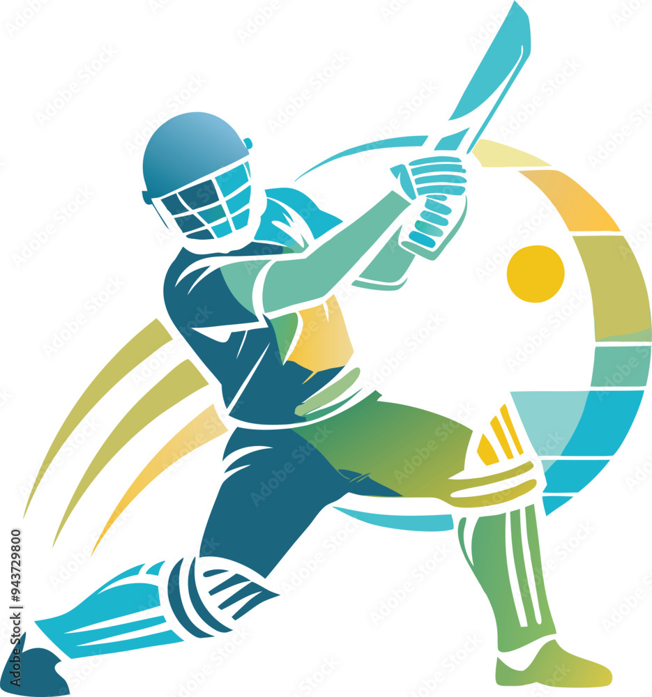 Cricketer logo design vector Stock Vector | Adobe Stock