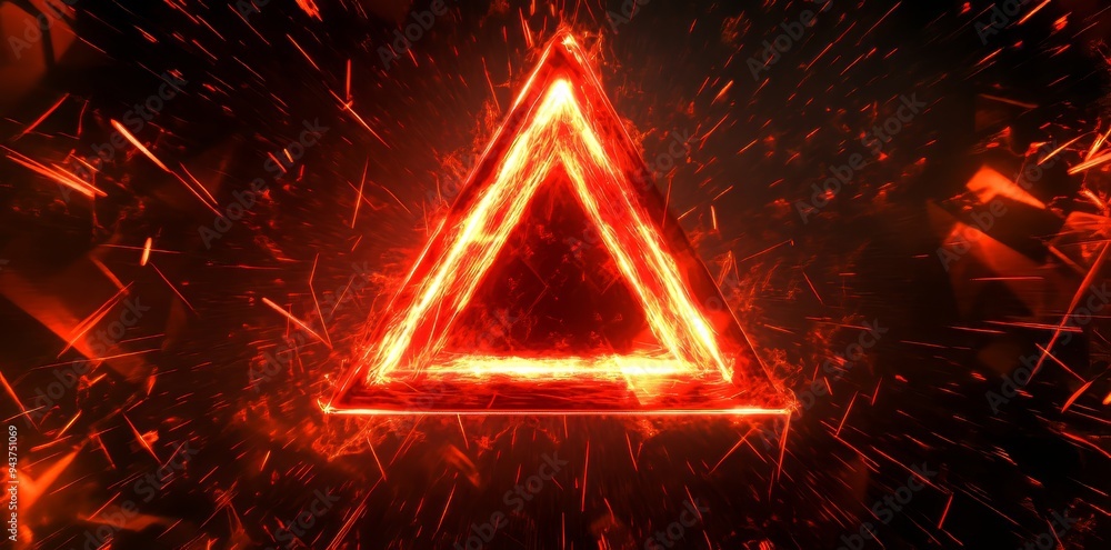 There is a red triangle frame icon depicting a broken or attacked ...