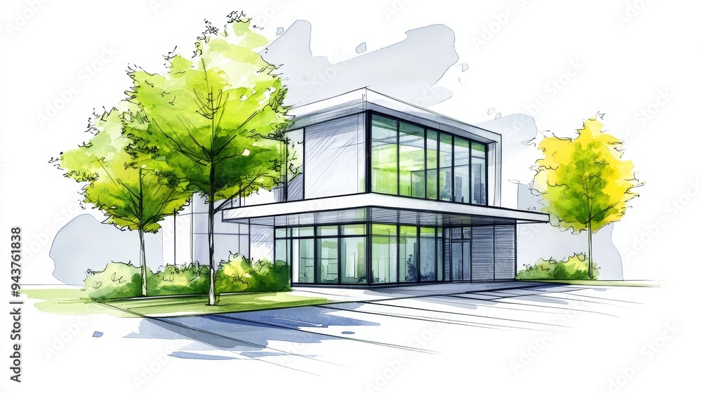 Large windows, lush landscaping, and sustainable design features ...