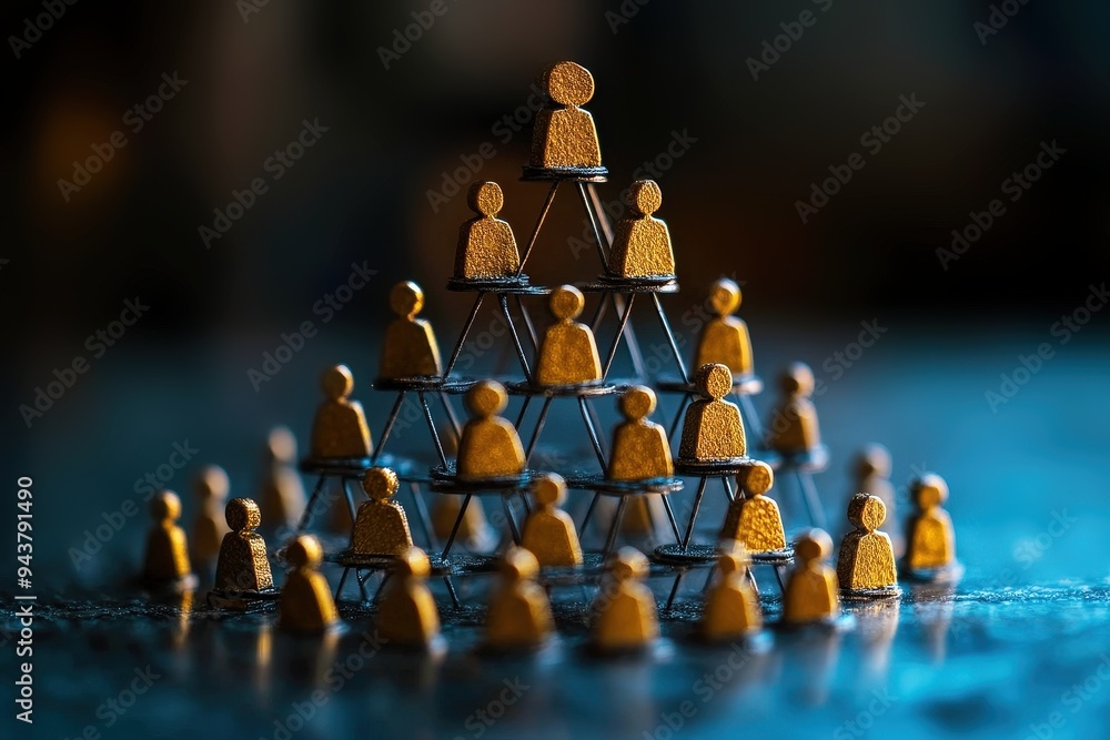 The Golden Hierarchy: A miniature golden pyramid of people represents ...