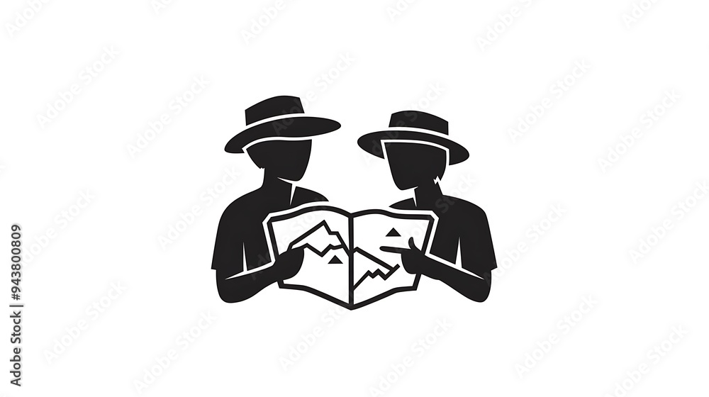 Ilustración de Stock Explorers' Map - Minimalist Vector Logo Design ...