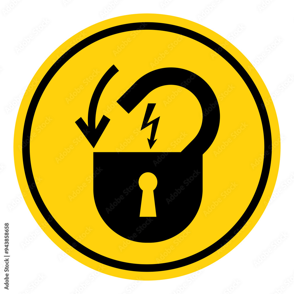 Lock Out Electrical Power Symbol Sign, Vector Illustration, Isolate On ...