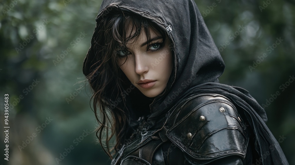 Medieval woman assassin medieval warrior character mysterious wearing a ...