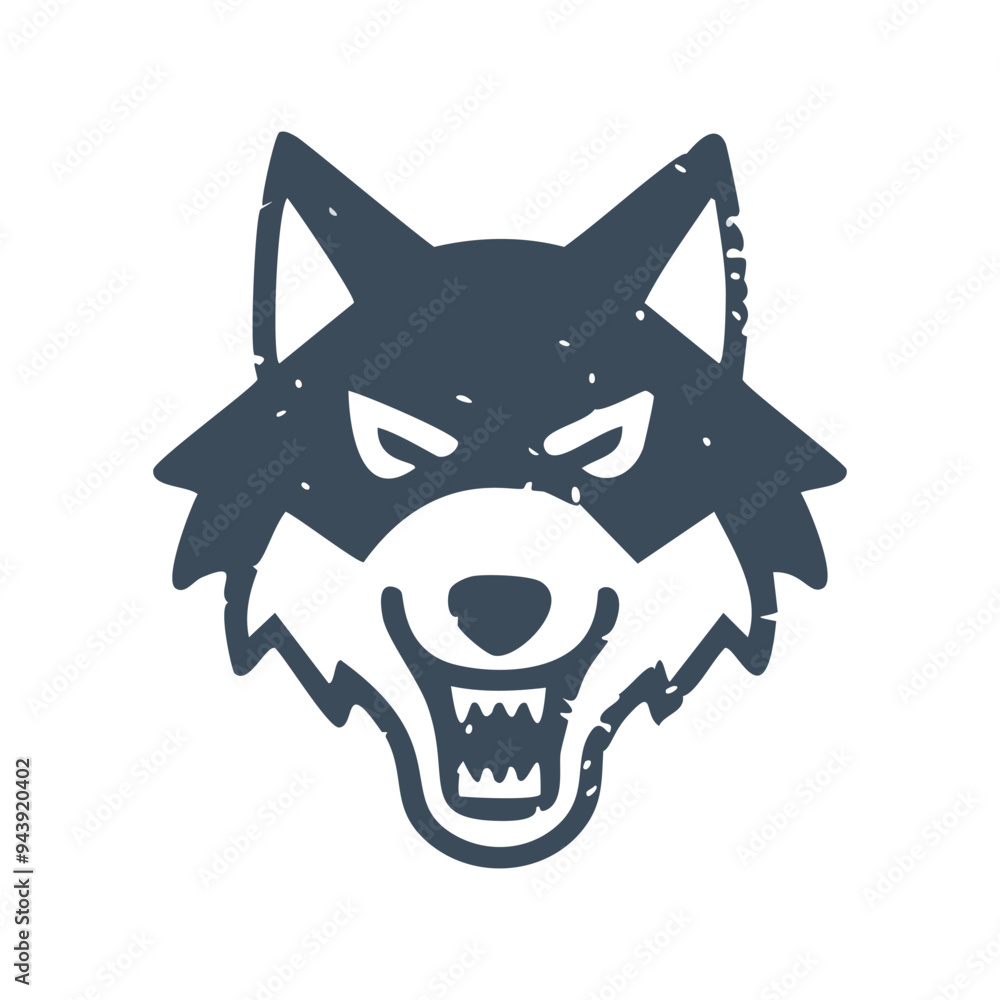 Aggressive wolf head graphic. A snarling wolf head with a textured ...