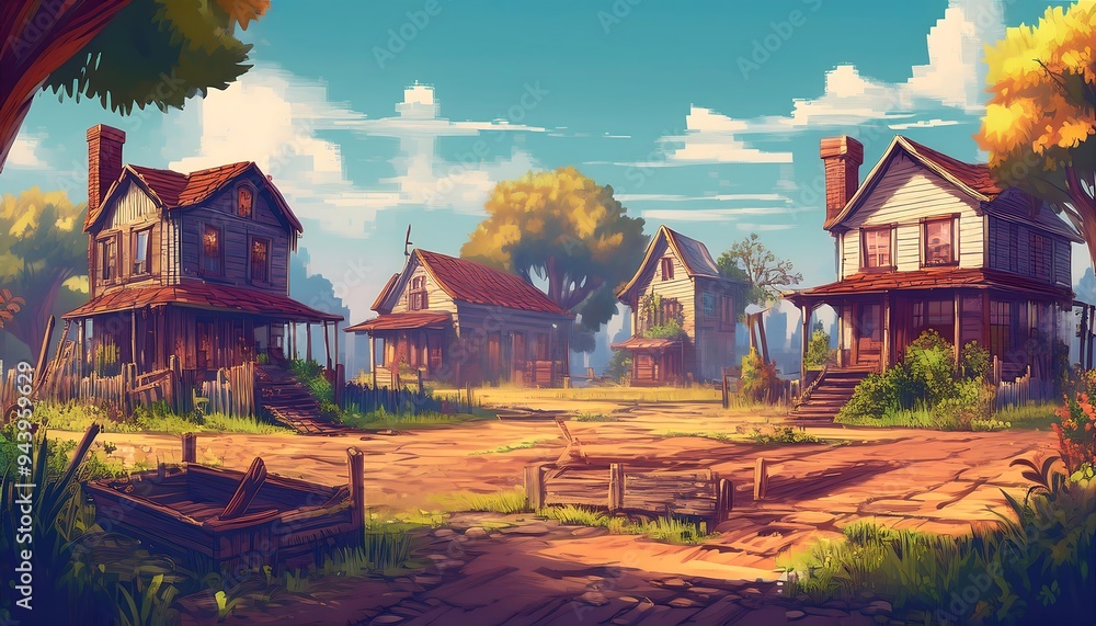 Pixelated Desolate Suburb - A pixel art depiction of an post apocalypse ...
