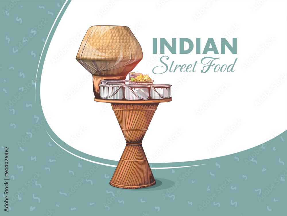 Indian Street Food Golgappa, Pani Puri or Fuchka hand drawing vector ...