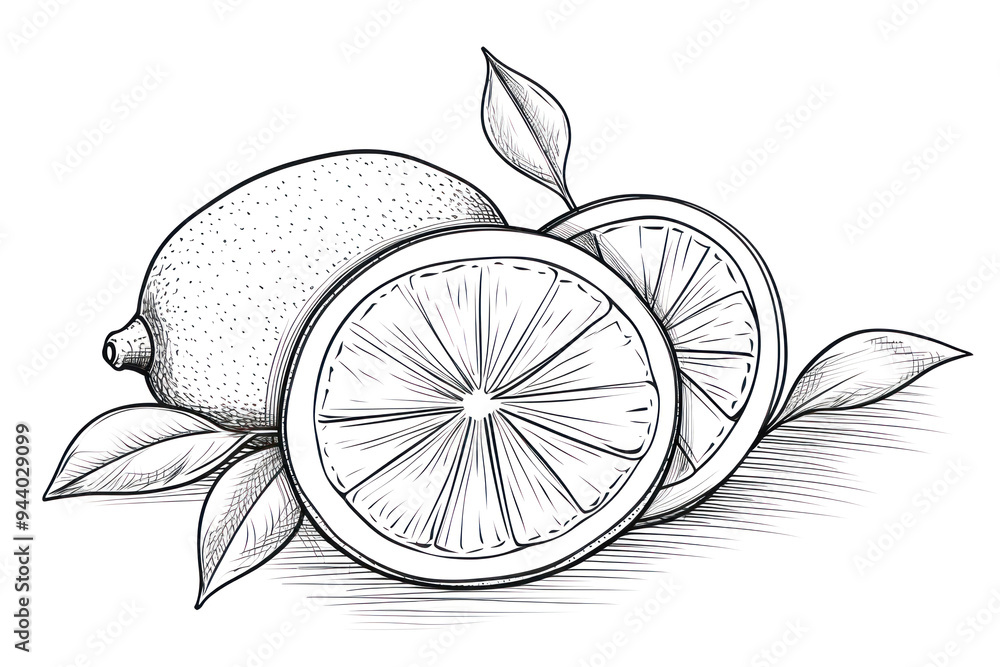 PNG Lemon outline sketch drawing fruit plant. Stock Photo | Adobe Stock
