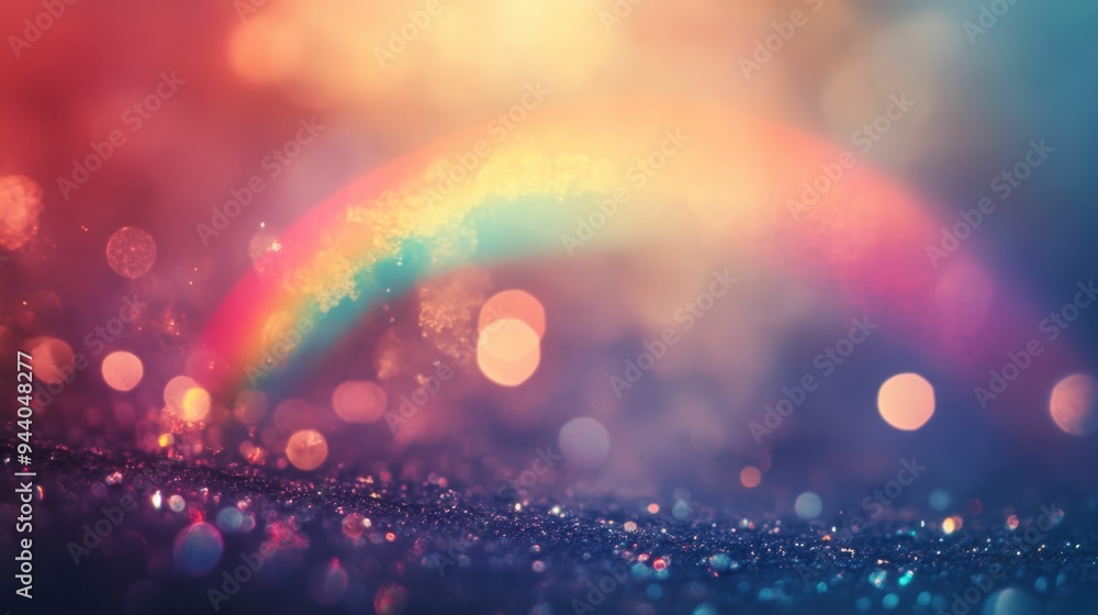 Soft rainbow and bokeh overlay in an abstract setting, creating a ...