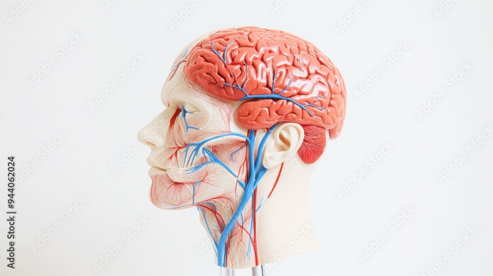 Foto de Stock Detailed human head model showing cranial nerves in a ...