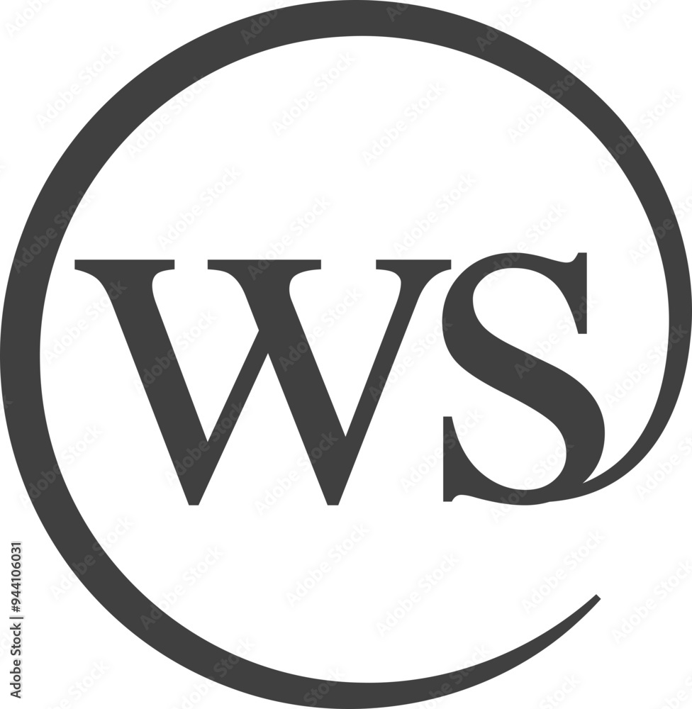 WS logo from two letter with circle shape email sign style. W and S ...