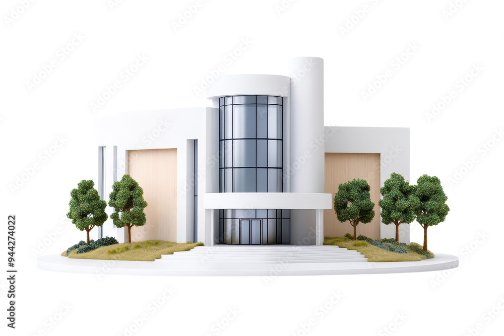 Modern architectural design featuring a sleek building with glass and ...