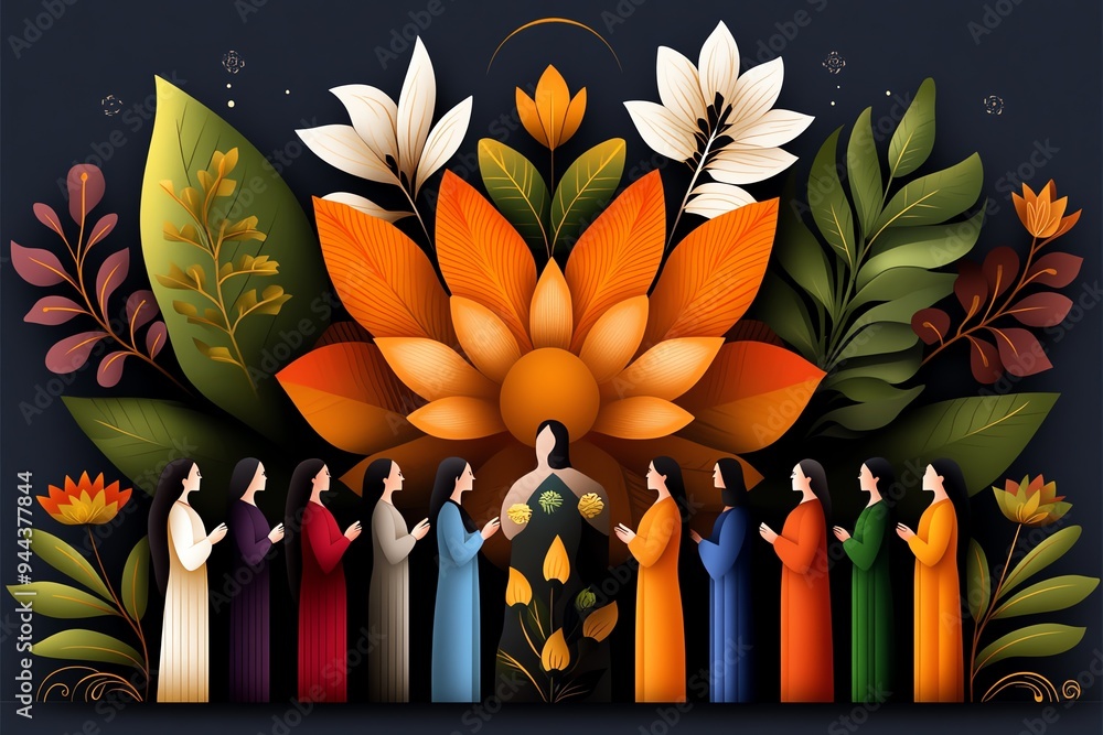 Peaceful rituals from different cultures depicted in a detailed ...