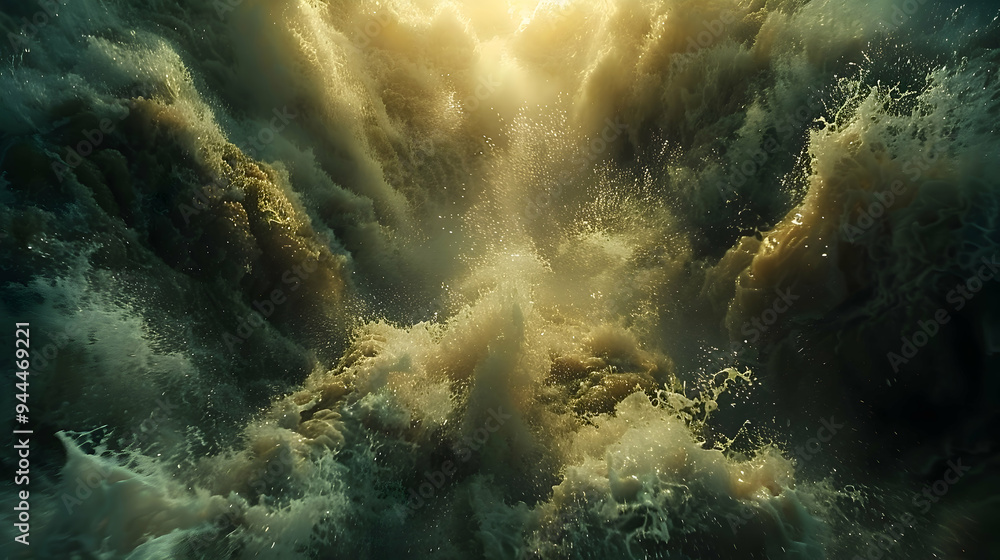A waterfall where 2D water transitions into 3D spray, captured using a ...