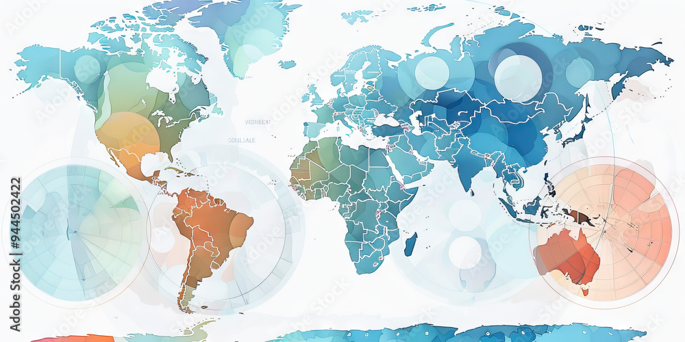Product Sales by Region: A world map with color-coded circles ...