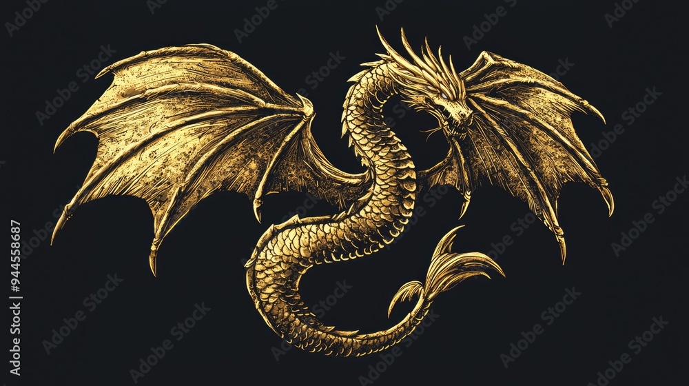 Logo innovation: Artistic dragon logo for commercial use on a black ...