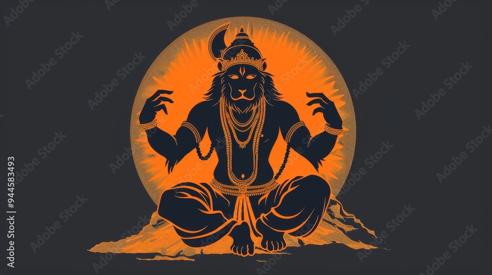 Lord hanuman ji on parvat stand virat panchmukhi hamuman ji glaxy ...