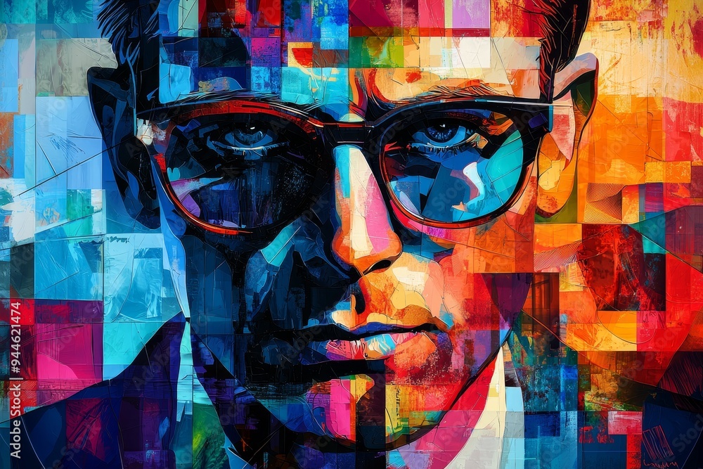 Pop culture icons in vibrant colors, stylized portraits, graphic ...
