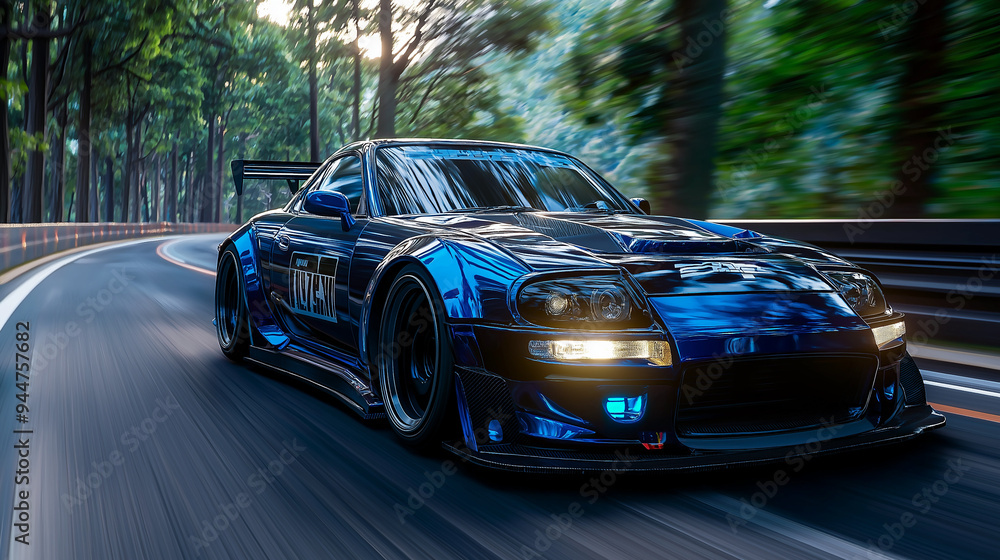 Driving skills for hitting the perfect racing line in touge races Stock ...