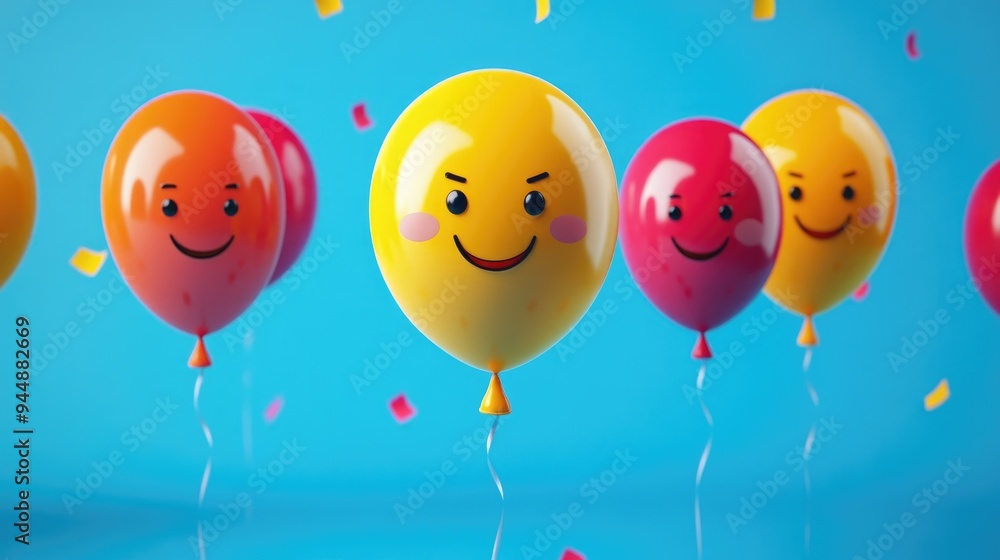 2D cartoon style balloon for a 60th birthday featuring balloons with ...