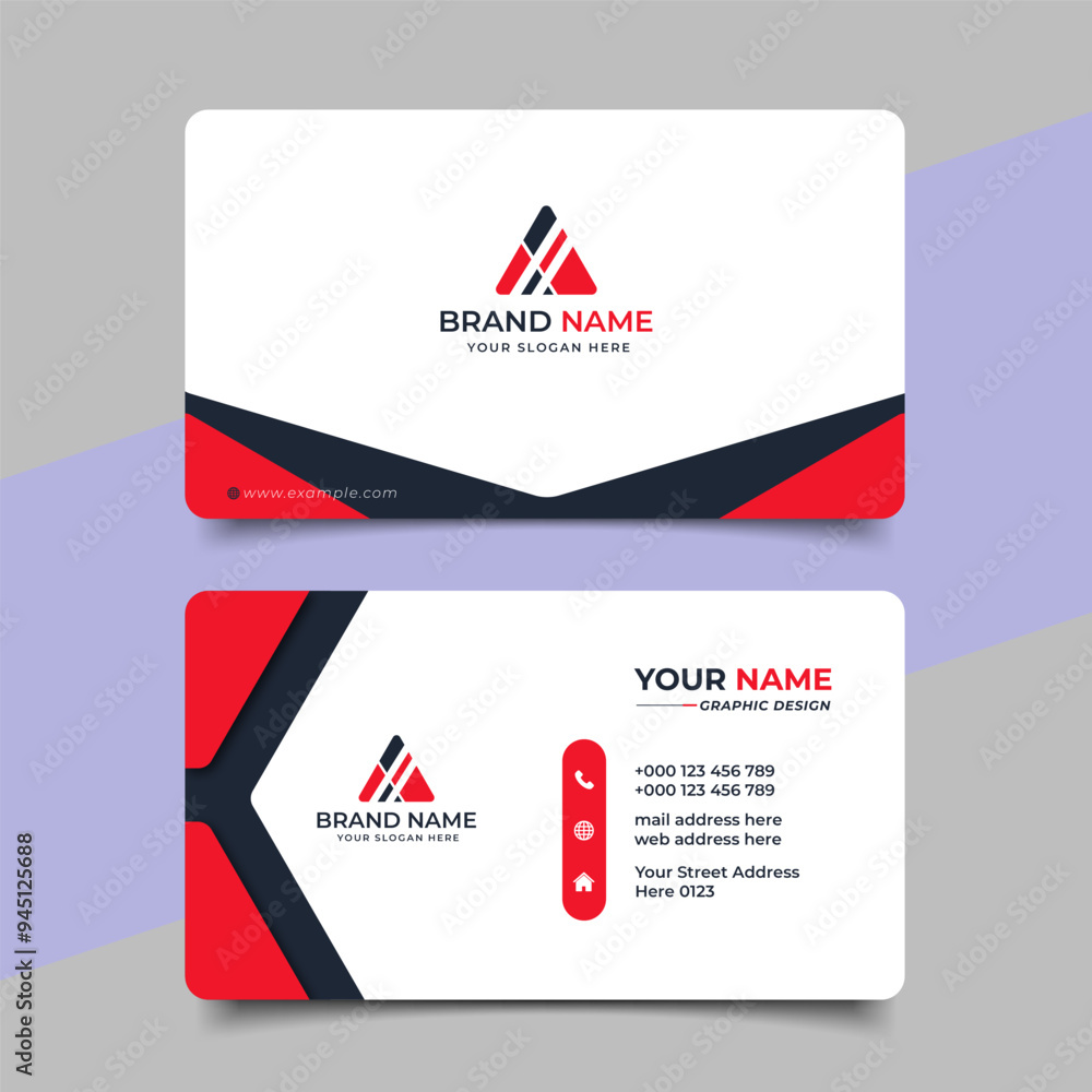 Creative modern red business card design name card corporate visiting ...