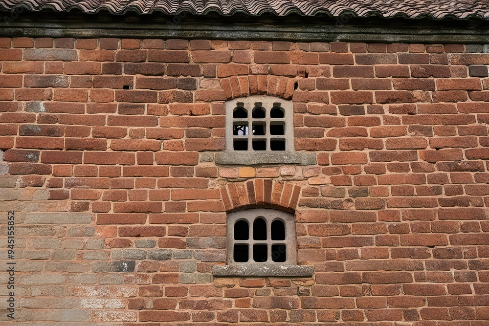 Weathered Brick Architecture of 18th Century Castle Closeup of Historic ...