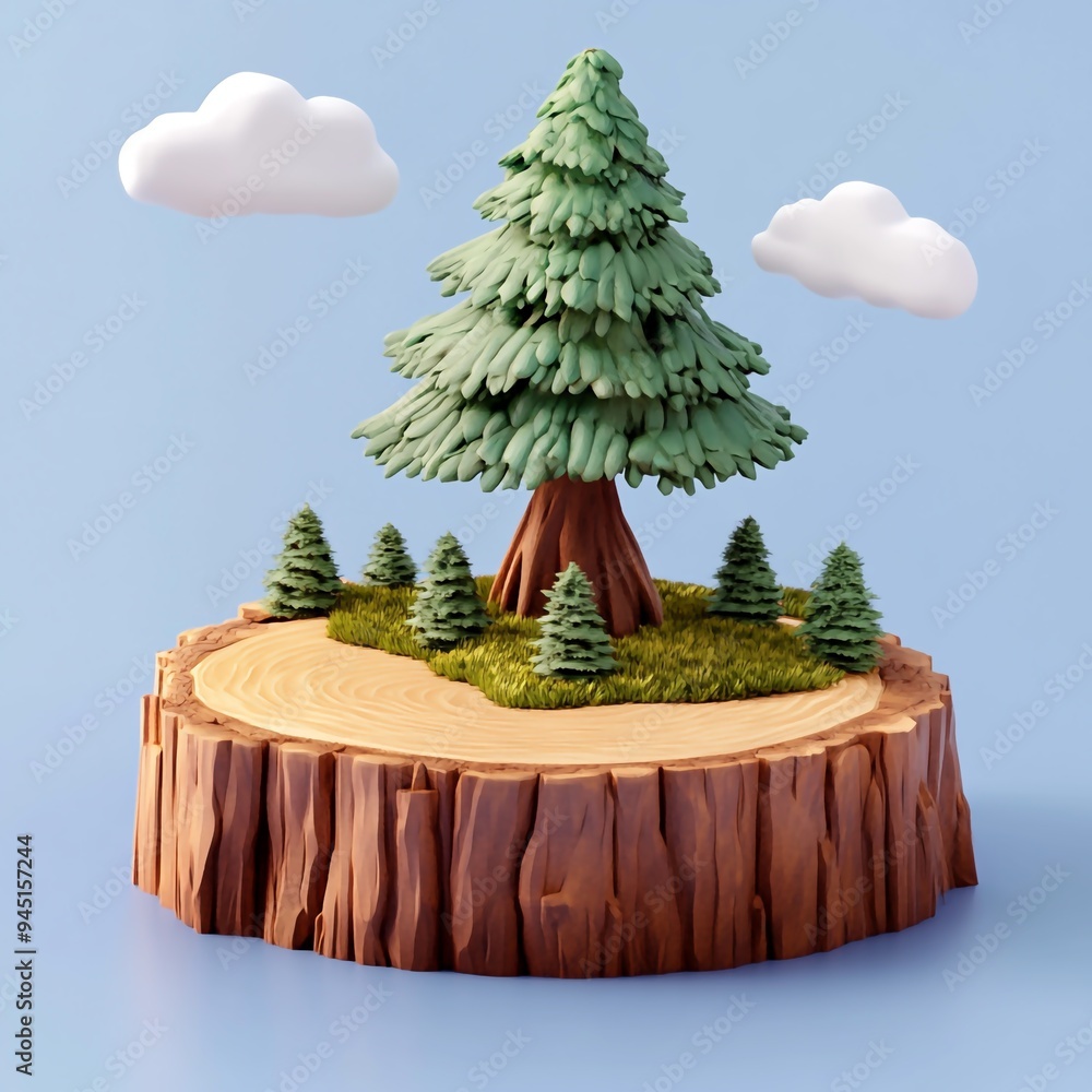 3D Deforestation Icon: Environmental Impact and Forest Loss ...