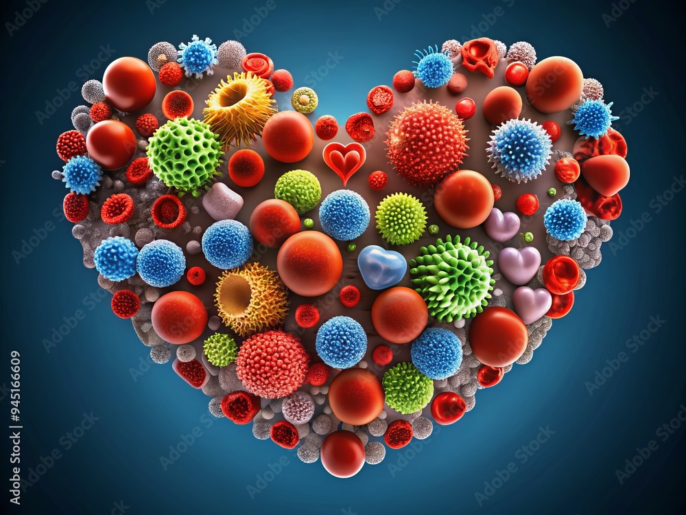 a photo image of a stylized heart shape filled with various types of ...