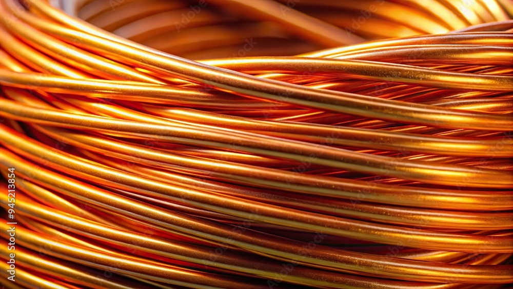 8. A bright alloy orange electrical wire wound around a copper core ...