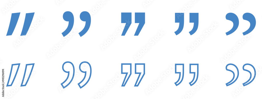set of blue quote mark symbol. quotes vector set. quotation marks and ...