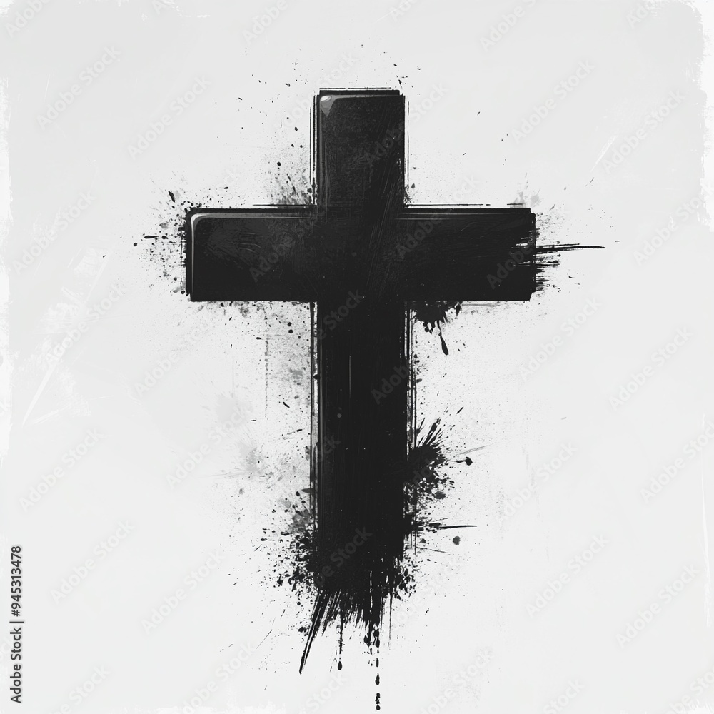 Black Cross on White: A stark yet poignant image of a black cross ...