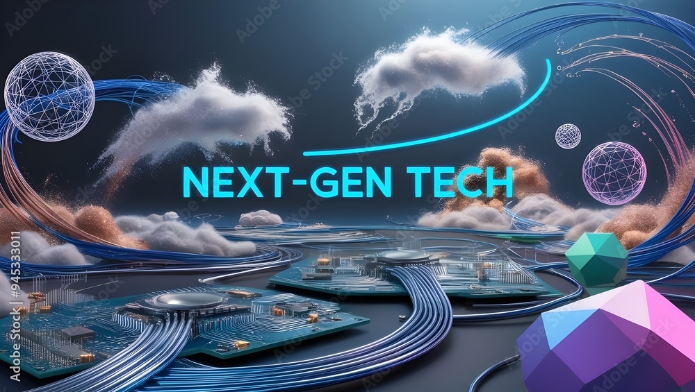 Futuristic Landscape Depicting Convergence of Technologies, Vision of ...