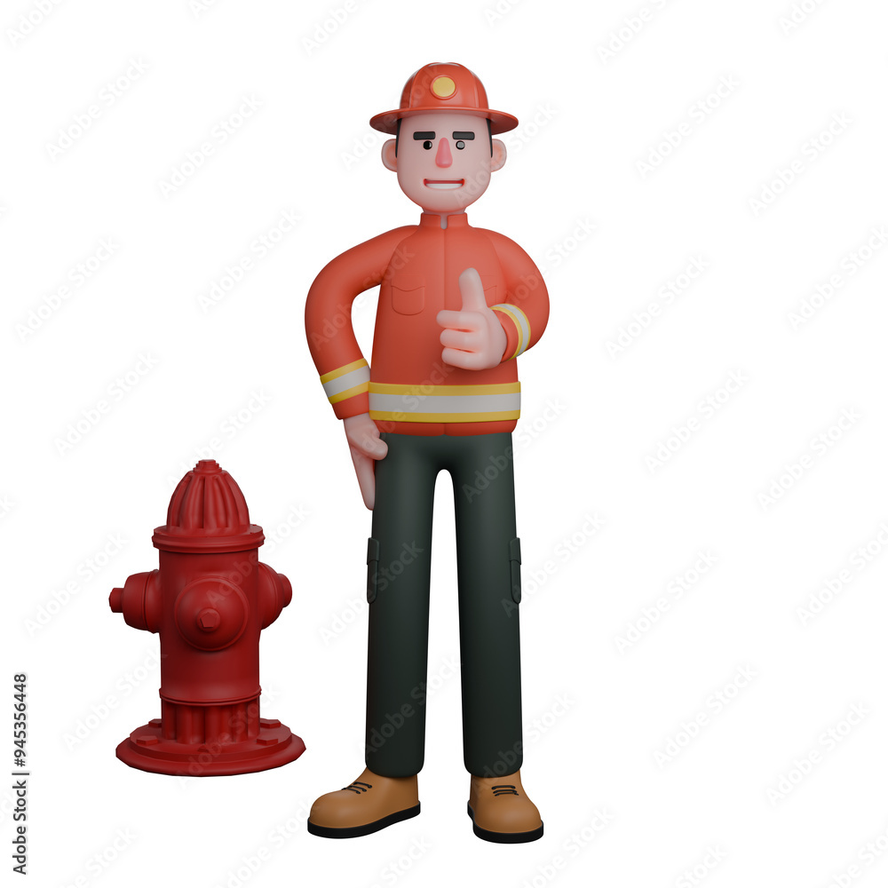 Ilustración de Stock Firefighter's Daily Routine in 3D. A firefighter ...