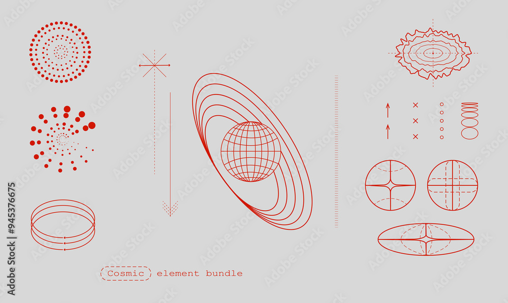 Geometric shapes and patterns related to cosmic elements, sphere ...
