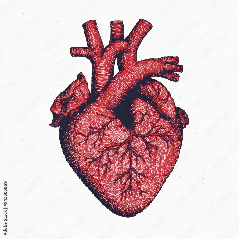 Anatomical heart, simple clip art illustration, logo style, on a white ...