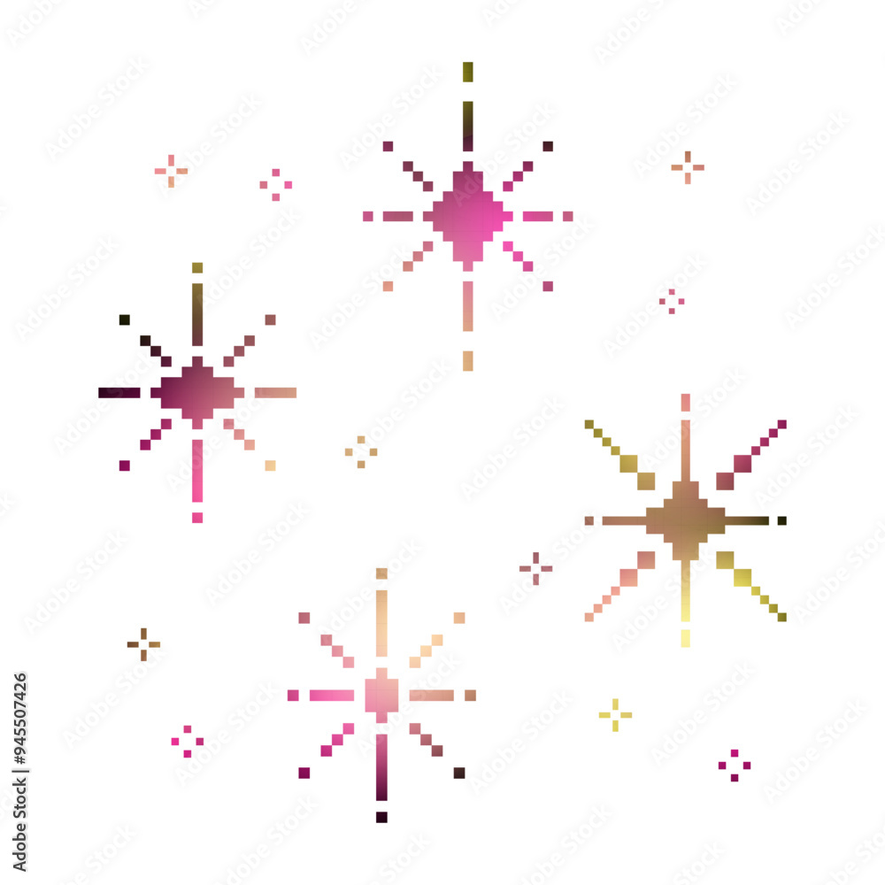 Gradient sparkling stars pixel art style Stock Vector | Adobe Stock