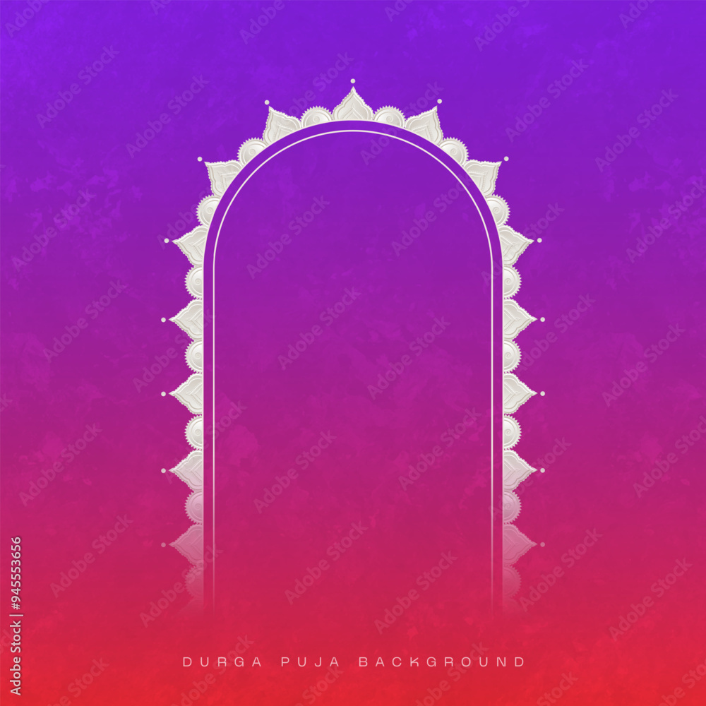 Durga Puja Banner with Arch, Decorative Frame, and Festive Border ...