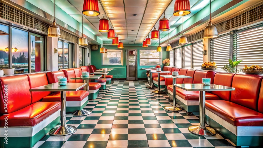 Foto de Stock nostalgic retro diner interior with cartoonish popsicle ...