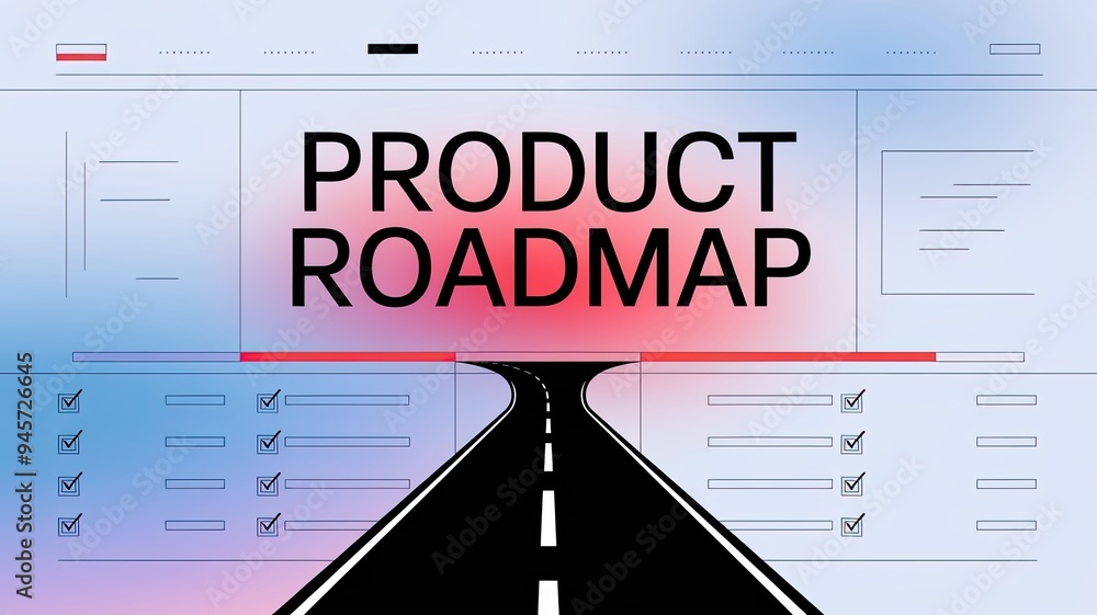 Product Roadmap Illustration with Road and Checklists Stock ...