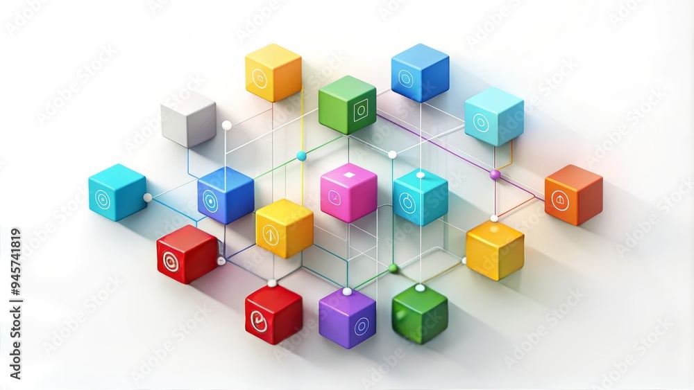 Abstract minimalistic design concept featuring colorful flat blocks ...