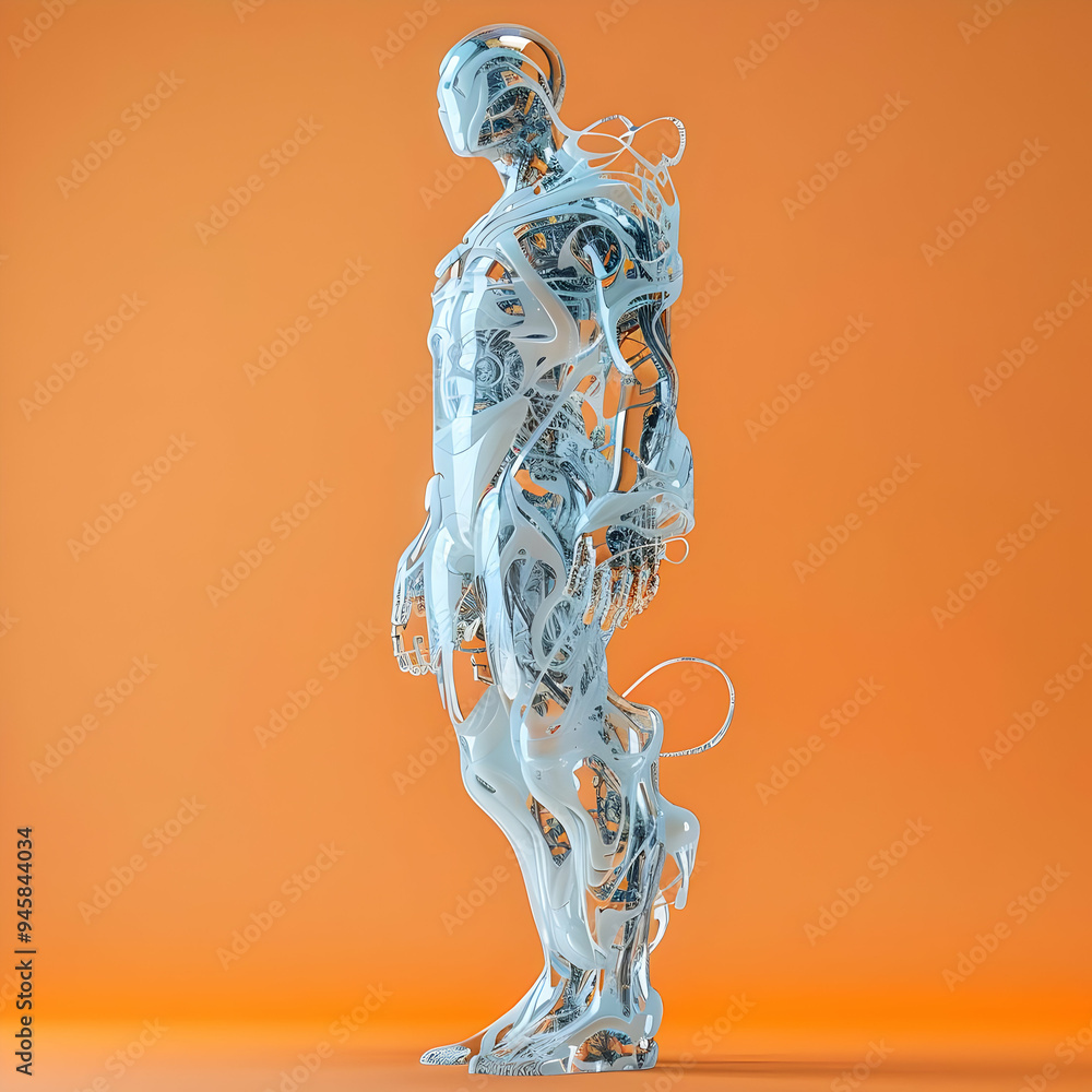 Futuristic Cyborg Design: A 3D Model with Detailed Anatomy Stock ...