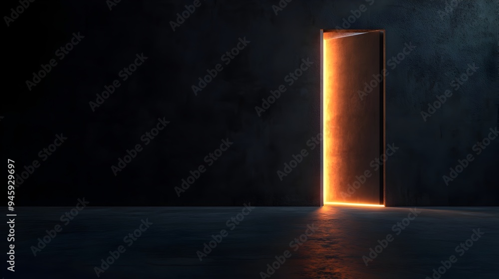 Captivating digital artwork depicting a glowing mysterious doorway ...